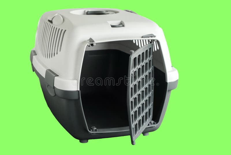 Empty Gray Plastic Pet Carrier Isolated on Green Chroma Key Background ... Empty Gray Plastic Pet Carrier Isolated on Green Chroma Key Background ...