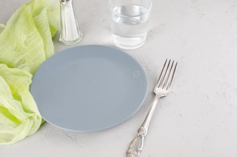 Empty Gray Plate Serving for Dinner Stock Photo - Image of menu ...