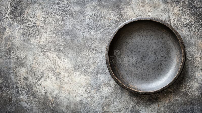 Empty Gray Plate on Textured Rustic Table Surface Stock Photo - Image ...