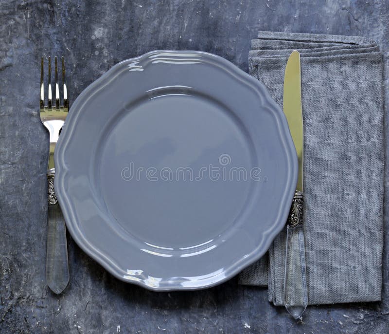 Empty gray plate stock image. Image of kitchenware, empty - 92845841