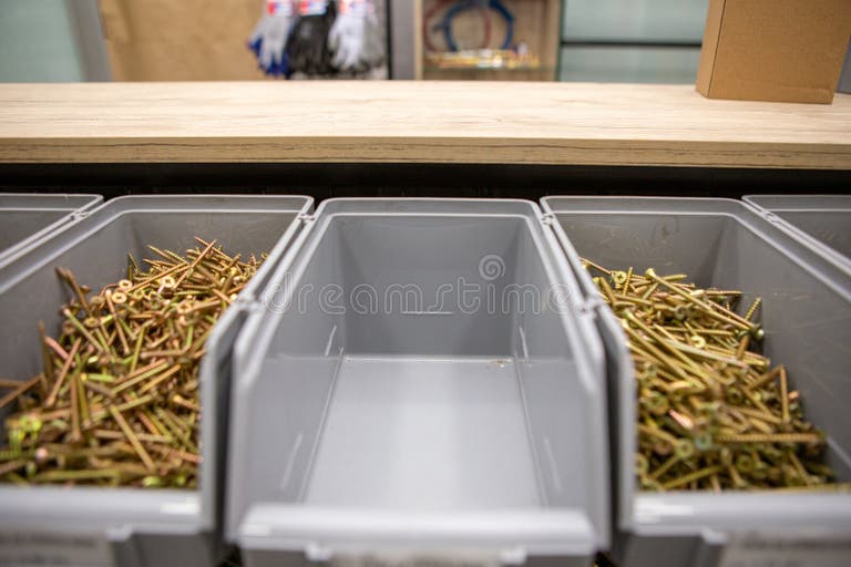 Empty Gray Box in and Hardware Store Stock Image - Image of crate ...