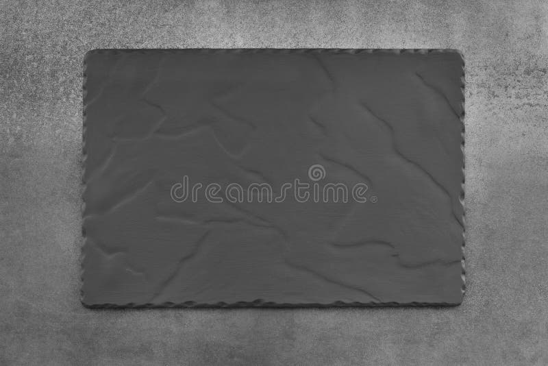 Empty Gray Slate Plate Top View Over Stone Background Stock Image ...