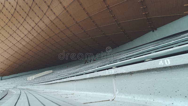 Empty Gray Stadium with Many Seats Stock Image - Image of pattern ...