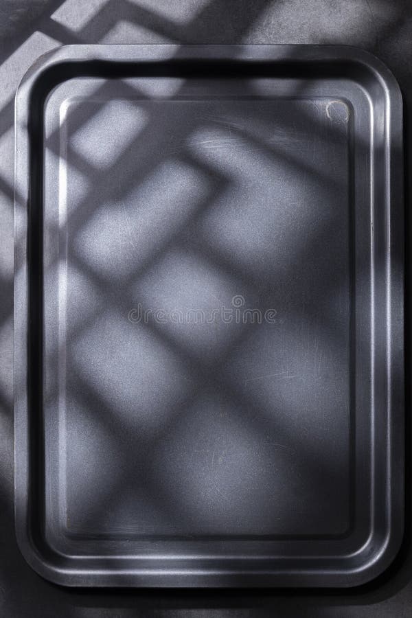 Empty Gray Tray on the Table, Kitchen Utensils Stock Image - Image of ...