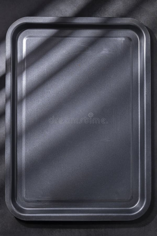 Empty Gray Tray on the Table, Kitchen Utensils Stock Photo - Image of ...