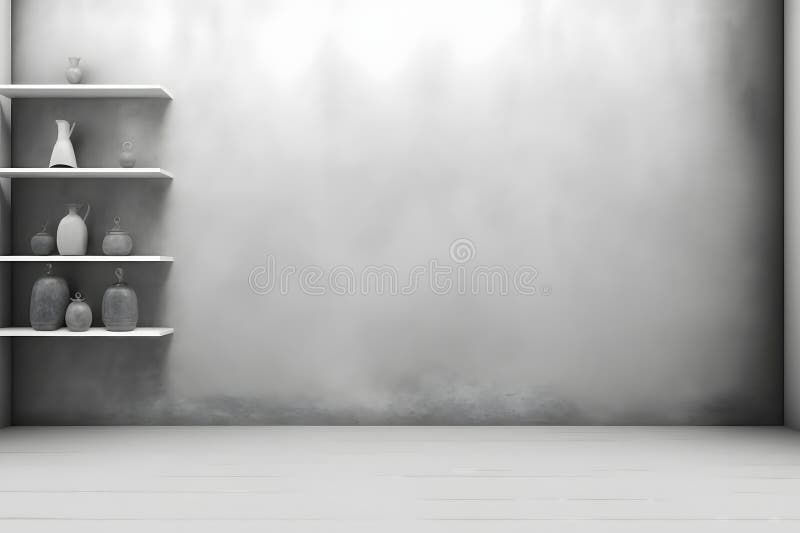 Empty Gray Wall Room with Concrete Backdrop for Studio Interiors. Stock ...