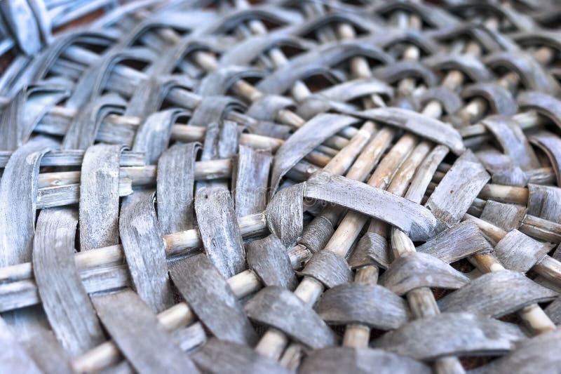 Empty Gray Wicker Basket Base, Circular Pattern, Closeup Stock Photo ...