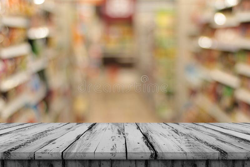Empty Gray Wood Tables and Shelves Stock Photo - Image of concept ...