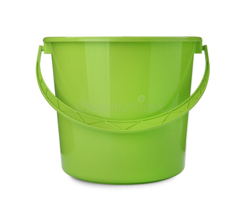 Empty Green Bucket for Cleaning Isolated on White Stock Image - Image ...