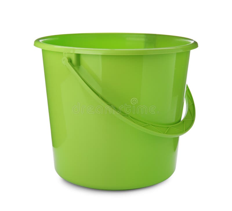 Empty Green Bucket for Cleaning Isolated on White Stock Photo - Image ...