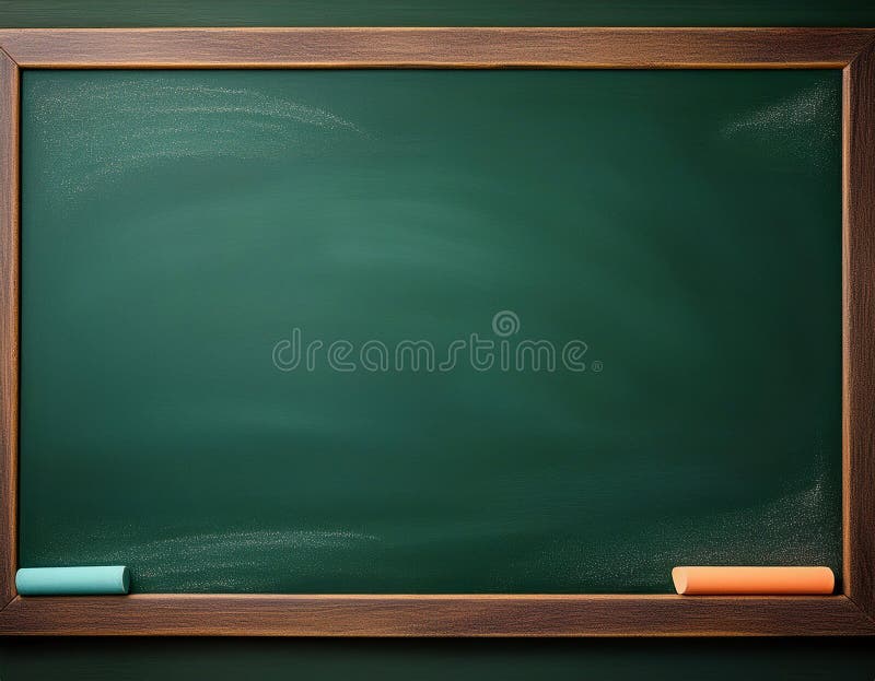 Empty Green Chalkboard with Chalk Waiting for Teacher in Classroom ...