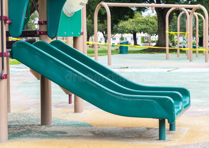 A Double Slide in a City Park Stock Photo - Image of city, empty: 154034654