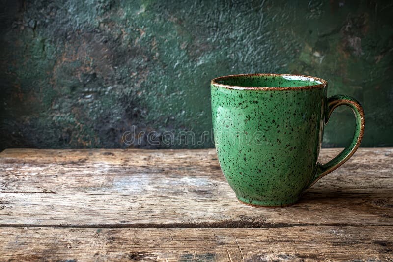 Empty Green Mug on Rustic Wood Texture, Perfect for St. Patrick Day ...