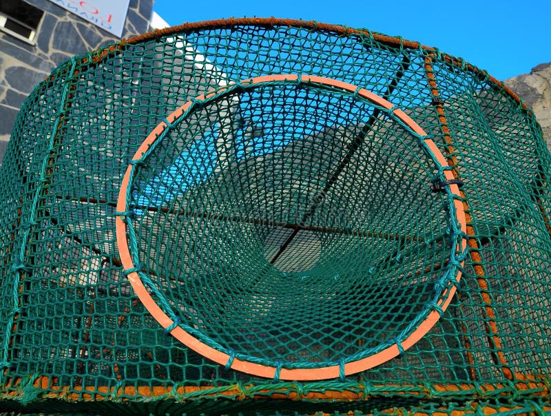 Empty Green Net Fish Traps stock image. Image of marine - 245320019