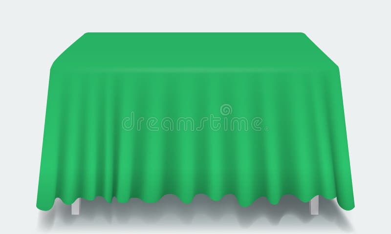 Vector Green Empty Rectangular Table with Tablecloth . Stock Vector ...