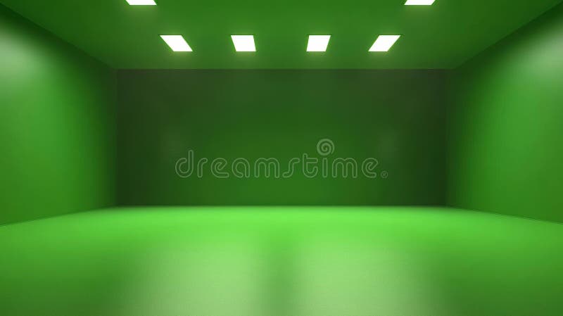 Empty Green Room with Ceiling Lights - Minimalist Interior Design Stock ...