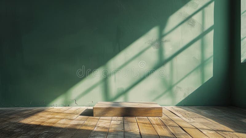 Empty Green Room with Sunlight Casting Shadows Stock Image - Image of ...