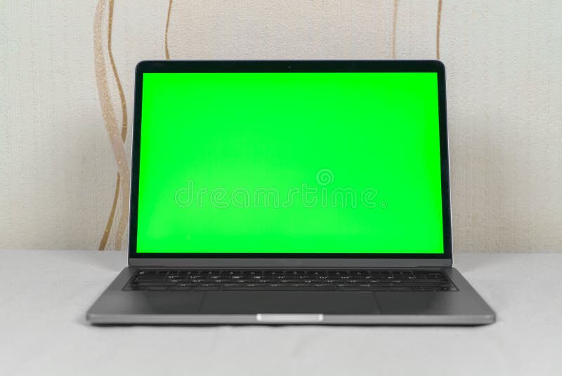 Empty Green Screen Display Laptop for Watching and Paste Background ...
