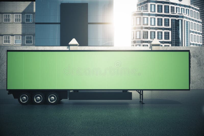 Empty green semi-trailer stock illustration. Illustration of empty ...