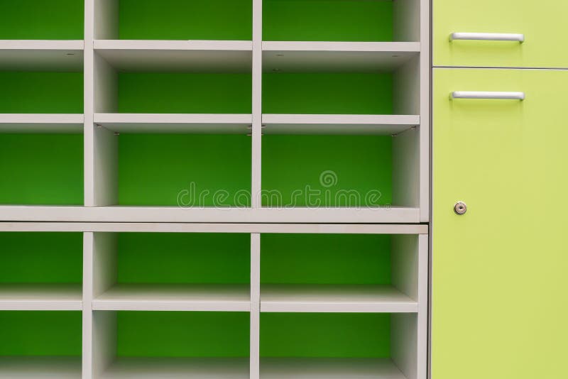 Empty Green shelf stock photo. Image of information, green - 59835936