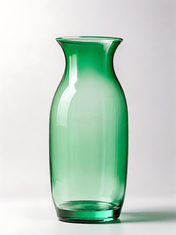 Empty Green Transparent Vase Positioned in the Middle of the Image ...