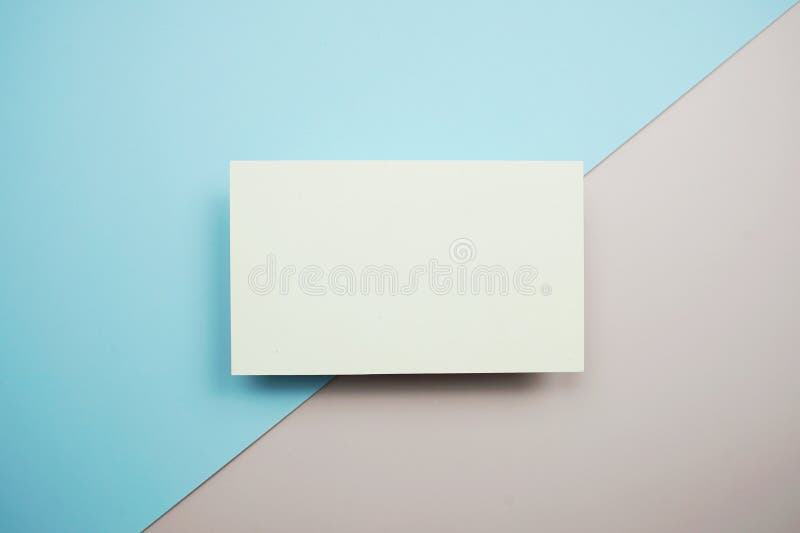 Empty Greeting Card Mockup, Horizontal Invitation Template on Blue and ...