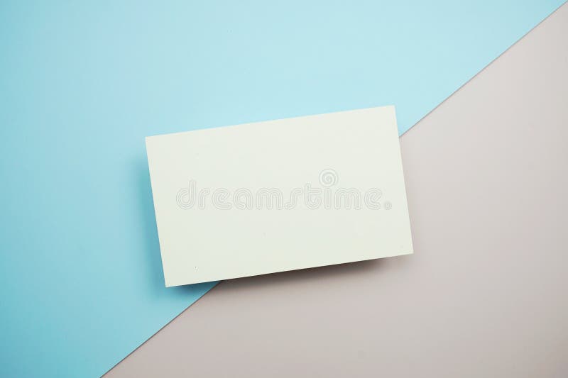 Empty Greeting Card Mockup, Horizontal Invitation Template on Blue and ...