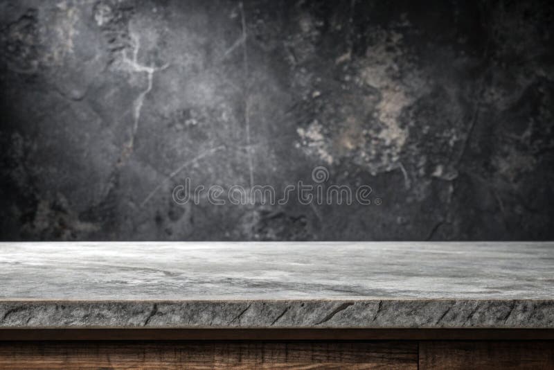 Empty Grey Marble Tabletop with Black Cement Stone Background Stock ...