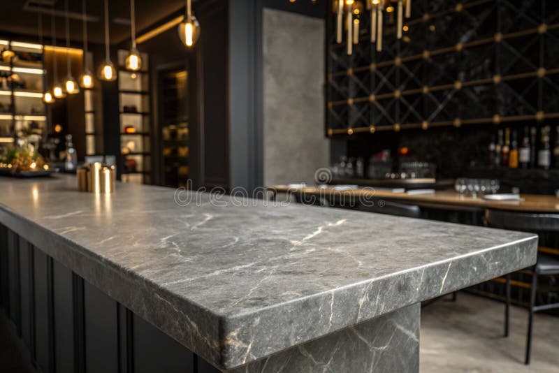 Empty Grey Marble Tabletop with Black Cement Stone Background Stock ...
