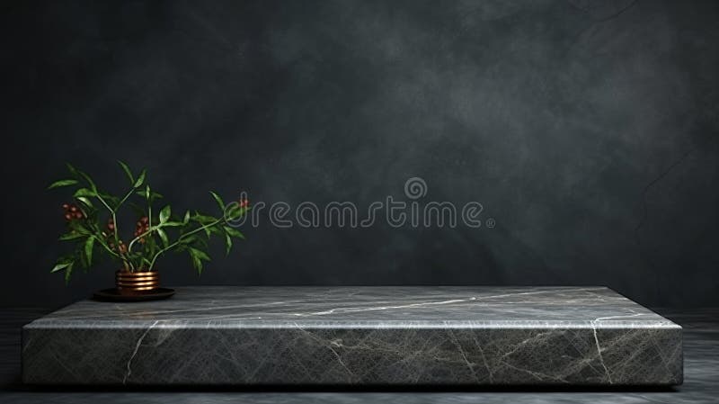 Empty Grey Marble Tabletop with Dark Stone Background. Generative AI ...
