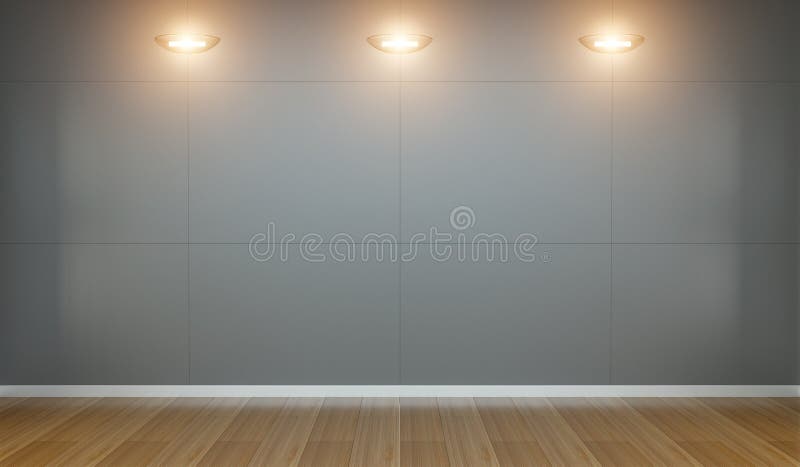 Empty Wall in Museum with Lights 3D Rendering Stock Illustration ...