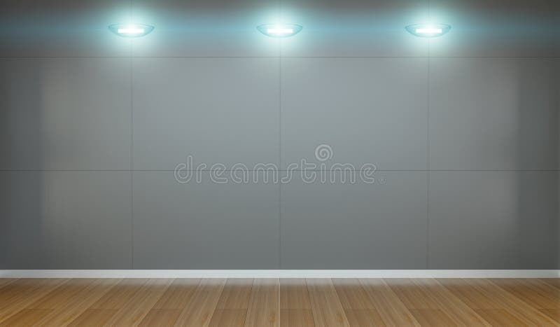 Empty Wall in Museum with Lights 3D Rendering Stock Illustration ...