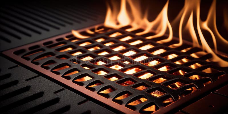 Empty grill bbq steel grid stock photo. Image of generative - 276835298