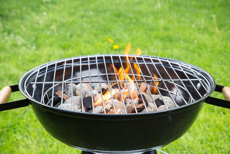 Summer Weekend BBQ Scene with Grill on the Backyard Garden Stock Photo ...