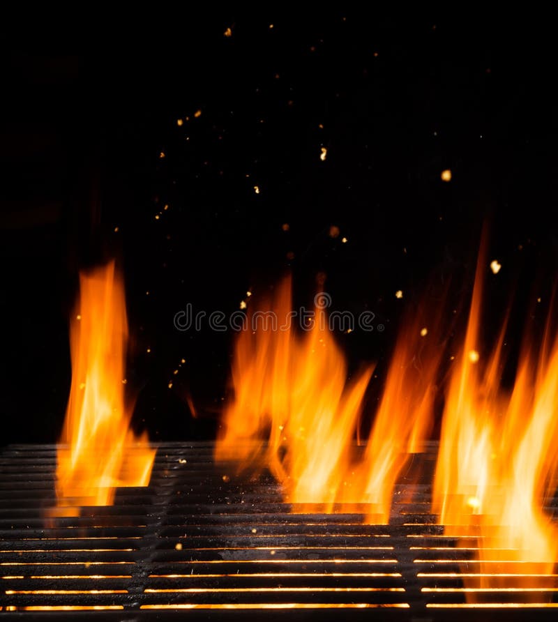 Empty Grill with Flames, Ideal for Product Placement Stock Photo ...
