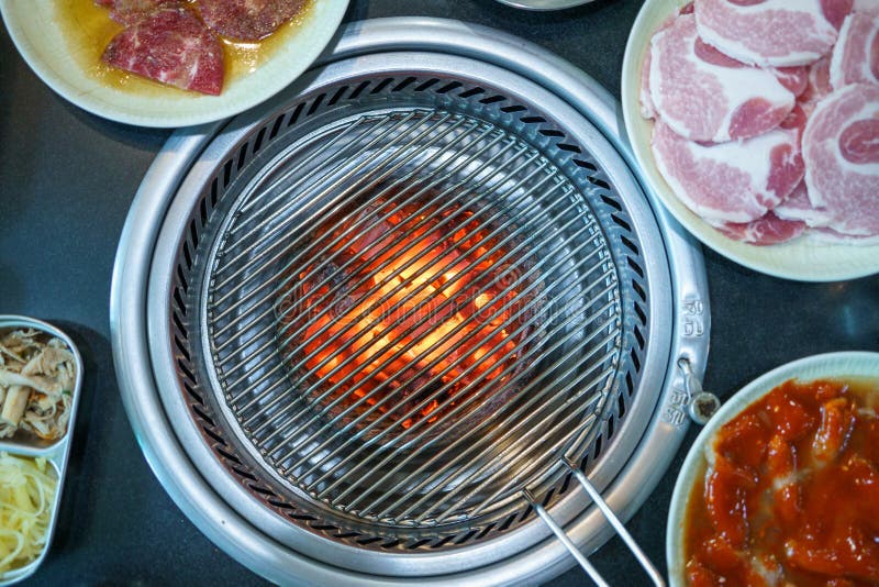 Empty Grill with Ember Coal, Barbecue Background Stock Photo - Image of ...