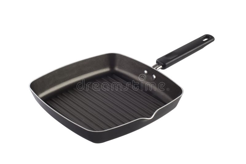 Empty Grill Nonstick Pan Isolated on White Stock Photo - Image of white ...