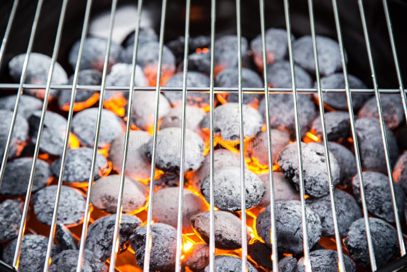 Empty Grill with Red-hot Briquettes. Stock Photo - Image of barbecue ...