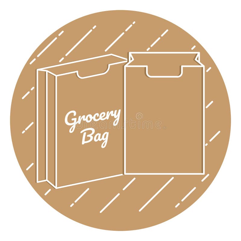 Empty grocery bag icon stock vector. Illustration of vector - 196420829