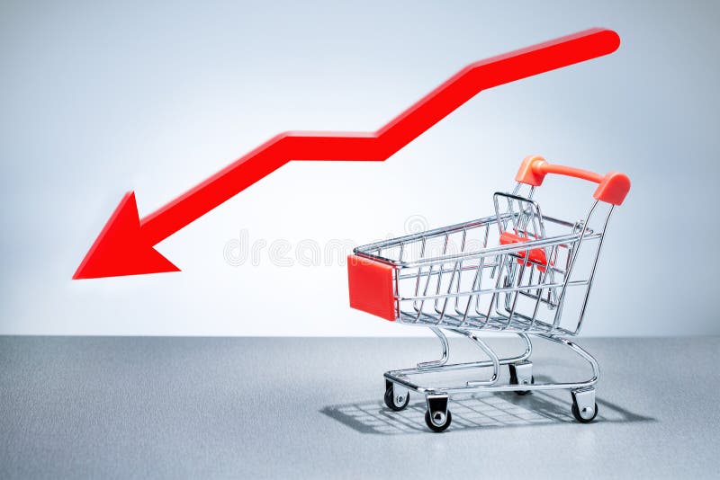 Empty Grocery Cart with Falling Arrow Chart. Stock Photo - Image of ... Empty Grocery Cart with Falling Arrow Chart. Stock Photo - Image of ...