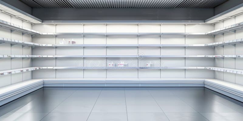 An Empty Grocery Store with White Shelves AIG51A Stock Image - Image of ...