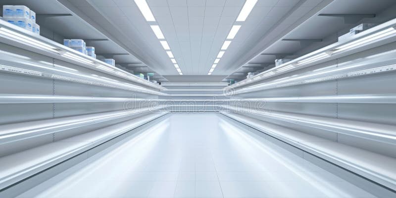 An Empty Grocery Store with White Shelves. AIG51A Stock Image - Image ...