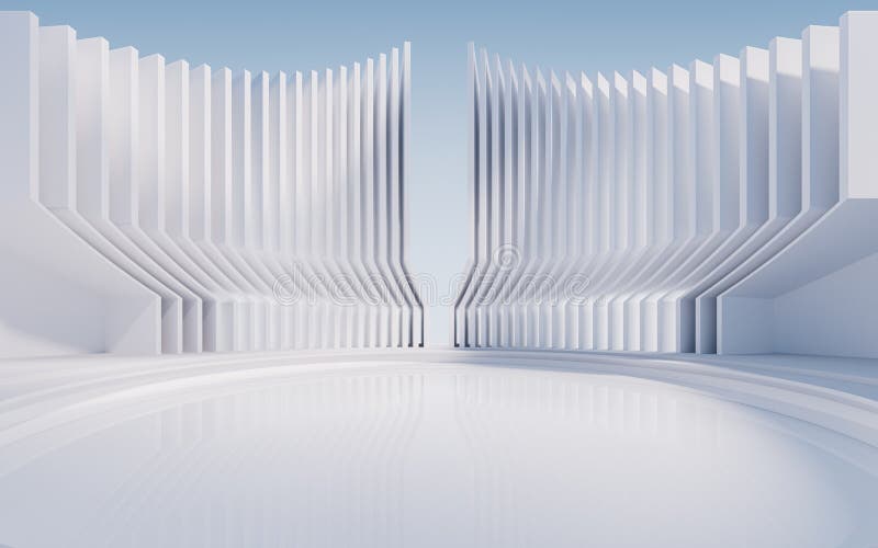 Empty Ground with Creative Geometric Structure Background, 3d Rendering ...