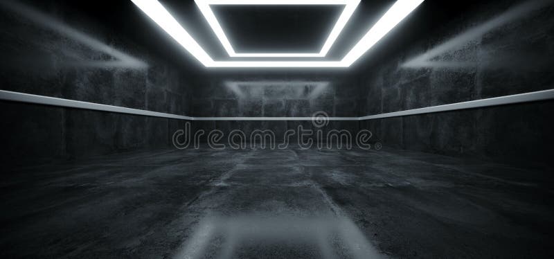 Concrete Sci Fi Modern Hangar Garage Showroom Underground Studio Podium ...