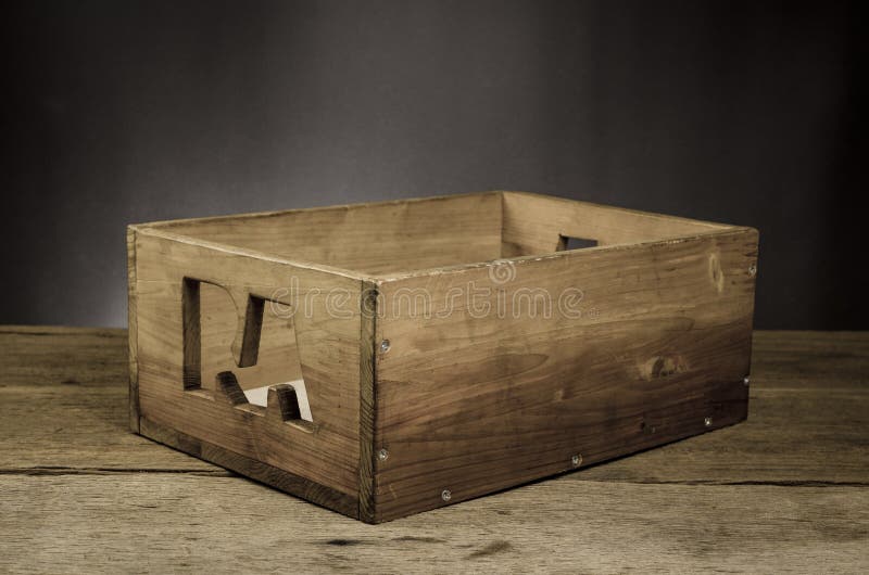 Empty Grunge Wooden Box on Wooden Table Stock Photo - Image of empty ...