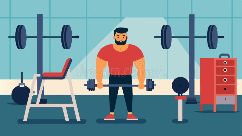 An Empty Gym Except for One Man Utilizing Various Weight Machines As he ...