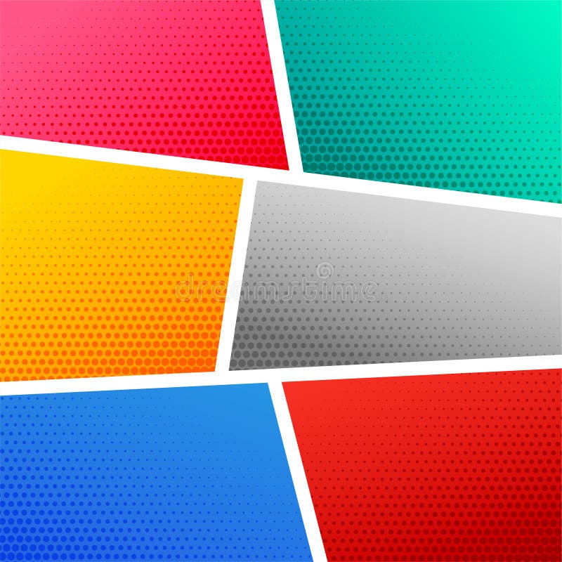 Empty Halftone Comic Book Strip Page Template Stock Vector ...