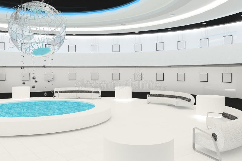 Empty Hall Gallery Interior Space with Frames Stock Illustration ...