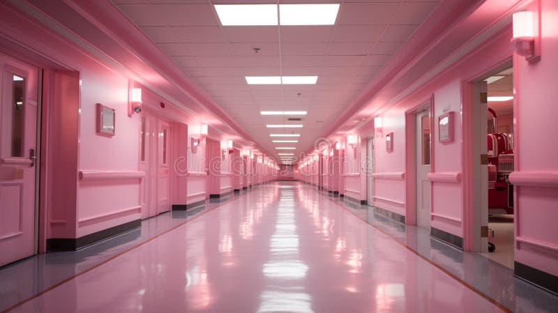 Empty Hall of Hospital with Pink Stock Photo - Image of clinic, modern ...