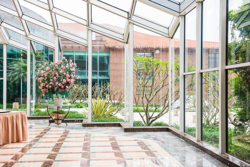 Empty Hall Interior with French Windows Stock Photo - Image of ...